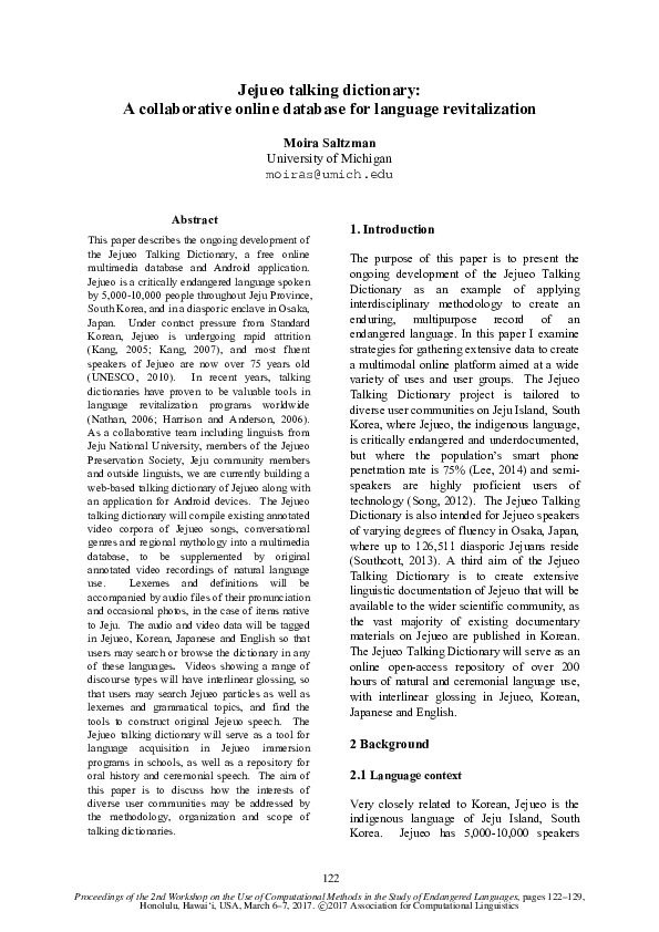 (PDF) Jejueo talking dictionary: A collaborative online database for ...
