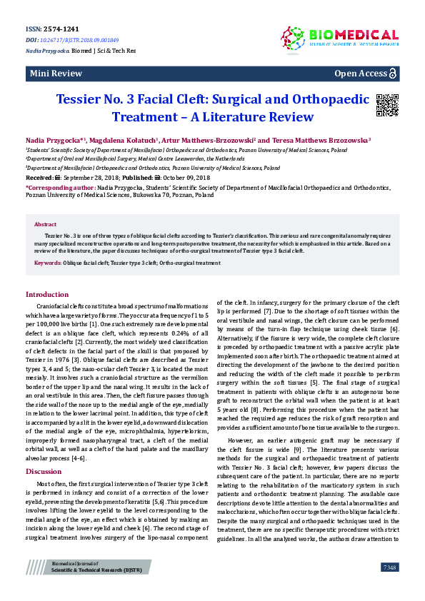 (PDF) Tessier No. 3 Facial Cleft: Surgical and Orthopaedic Treatment ...