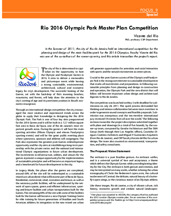 (PDF) Rio 2016 Olympic Park Master Plan Competition