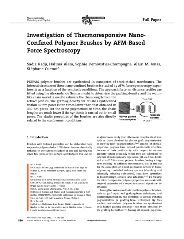 (PDF) Investigation of Thermoresponsive Nano-Confined Polymer Brushes by AFM-Based Force ...