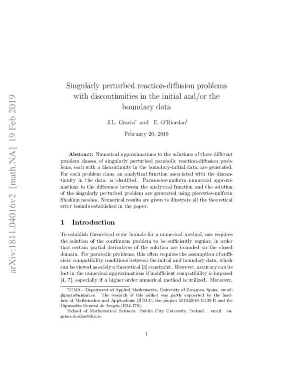 (PDF) A singularly perturbed reaction–diffusion problem with inhomogeneous environment