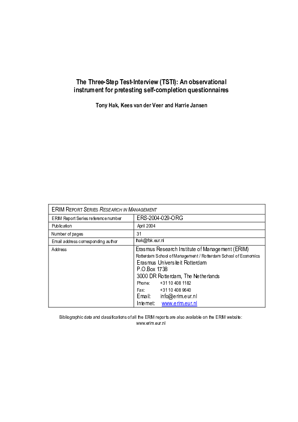(PDF) The Three-Step Test-Interview (TSTI): An observational instrument ...