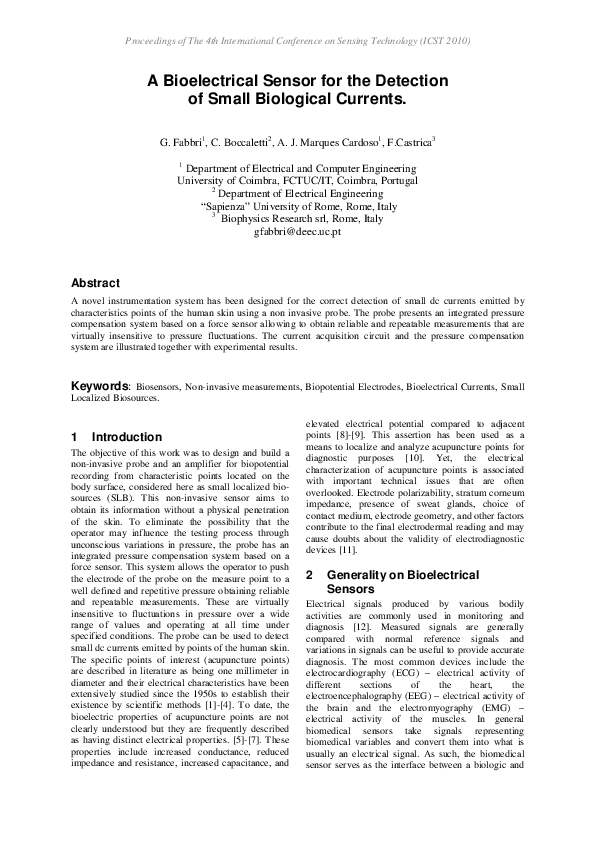 (PDF) A bioelectrical sensor for the detection of small biological currents | Gianluca Fabbri ...