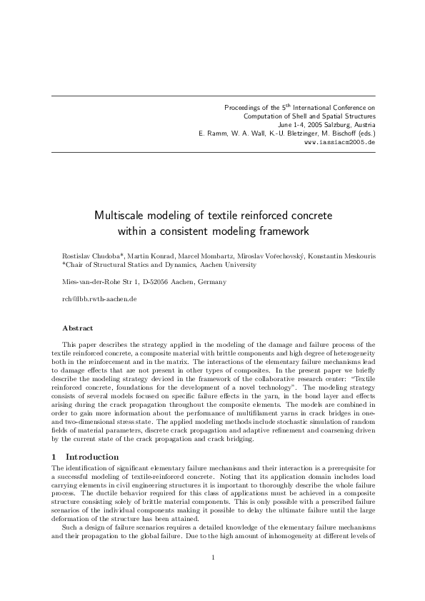 (PDF) Multiscale modeling of textile reinforced concrete within a consistent modeling framework