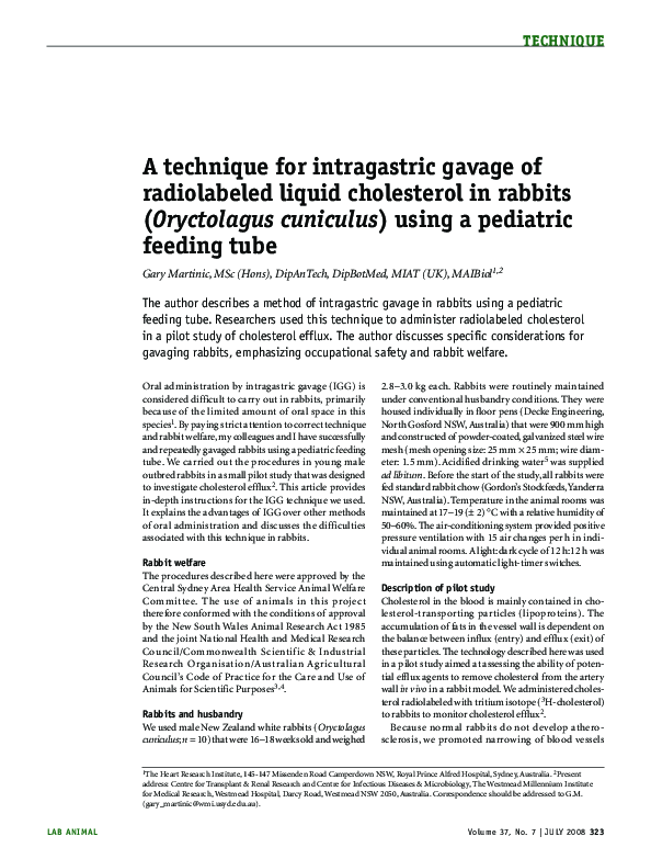 (PDF) A technique for intragastric gavage of radiolabeled liquid ...