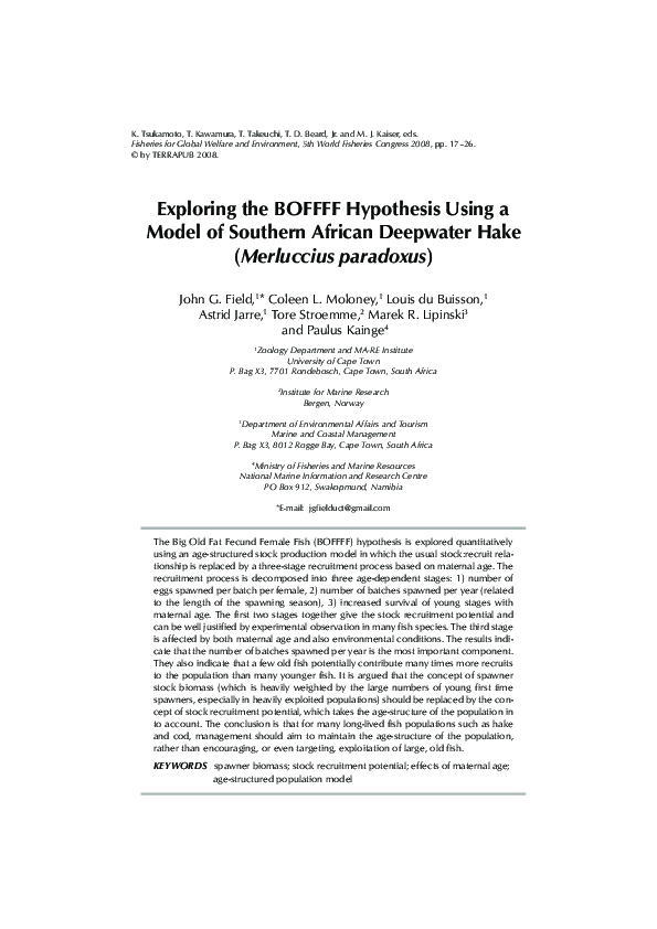 (PDF) Exploring the BOFFFF hypothesis using a model of southern African ...