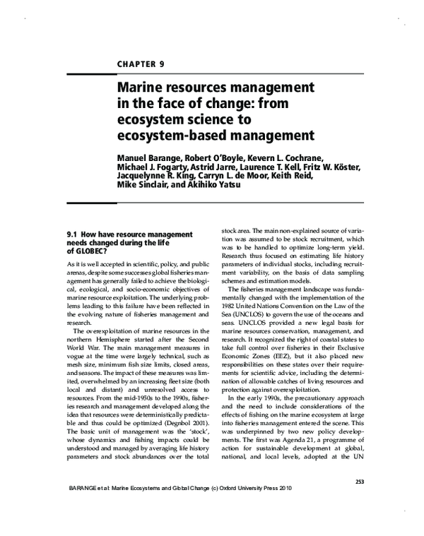 (PDF) Marine resources management in the face of change: from ecosystem ...