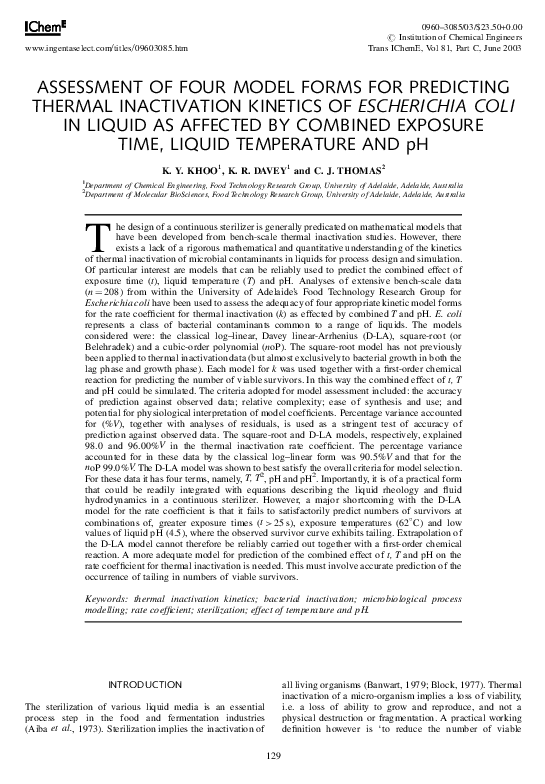 (PDF) Assessment of Four Model Forms for Predicting Thermal ...