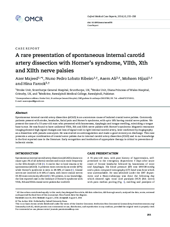 (PDF) A rare presentation of spontaneous internal carotid artery ...