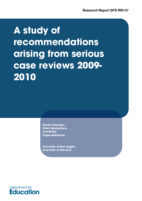 (PDF) A study of recommendations arising from serious case