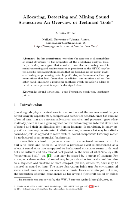 (PDF) Allocating, Detecting and Mining Sound Structures: An Overview of Technical Tools