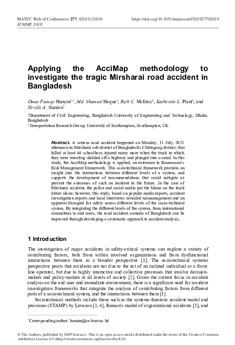 (PDF) Applying the AcciMap methodology to investigate the tragic ...