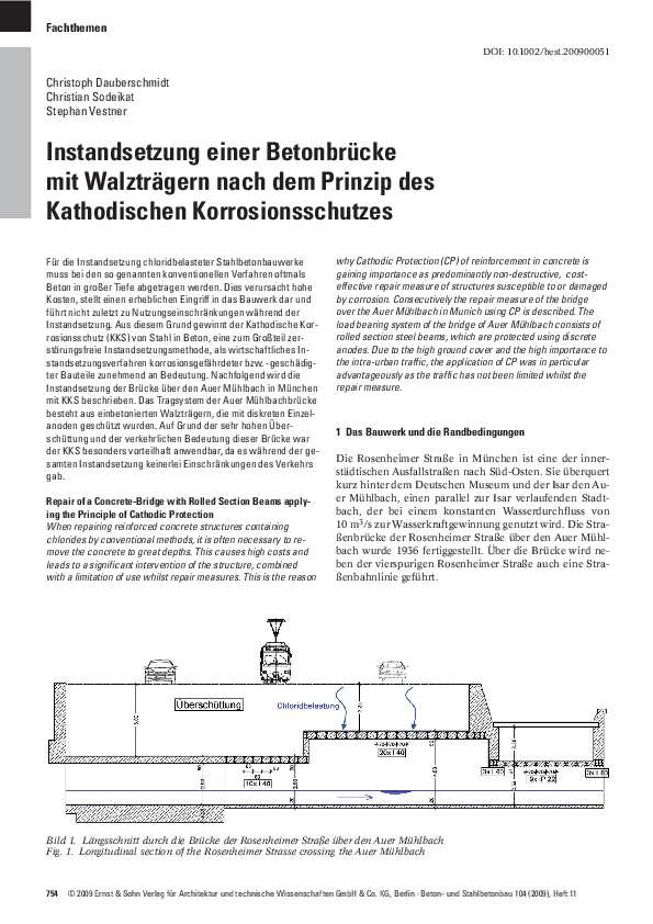 (PDF) Instandsetzung einer Betonbrücke mit Walzträgern nach dem Prinzip des Kathodischen ...