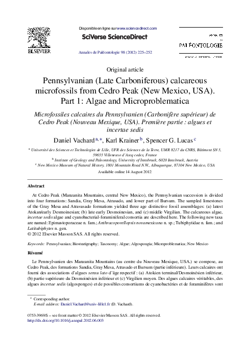 (PDF) Pennsylvanian (Late Carboniferous) calcareous microfossils from ...