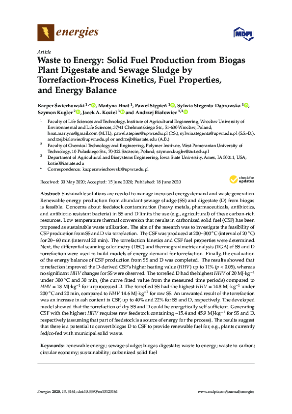 (PDF) Waste to Energy: Solid Fuel Production from Biogas Plant ...