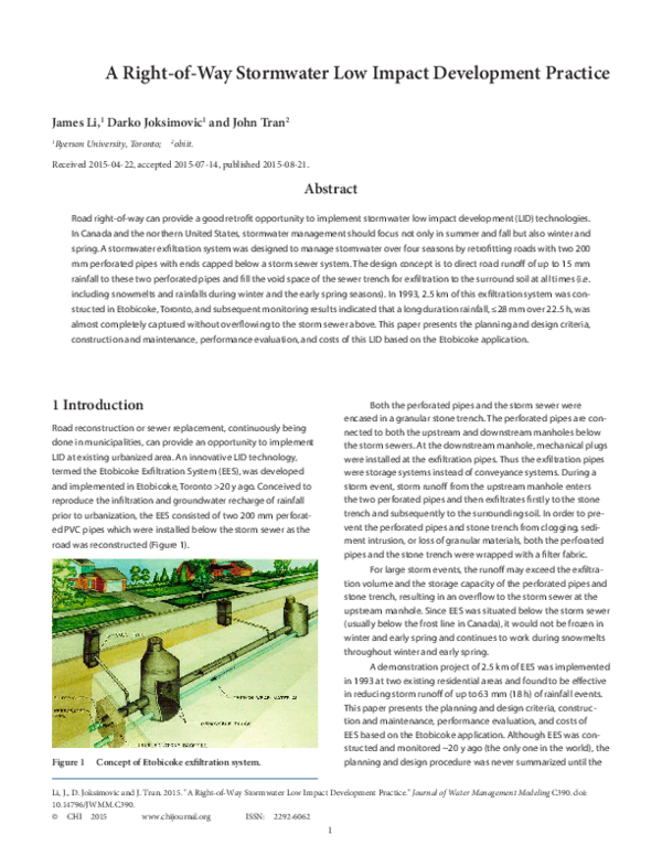 (PDF) A Right-of-Way Stormwater Low Impact Development Practice