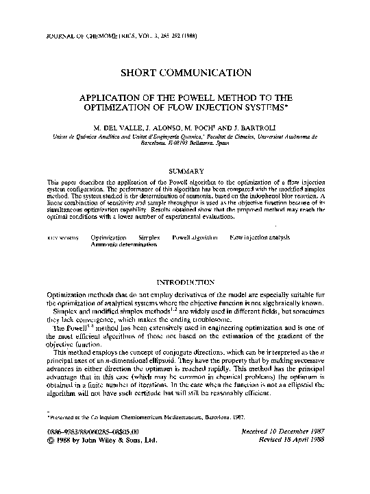 (PDF) Application of the Powell method to the optimization of flow ...