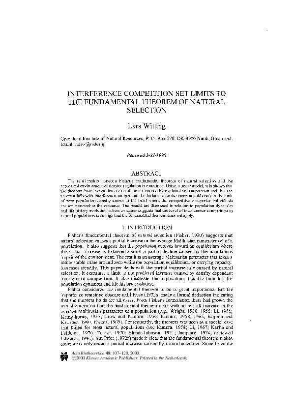 (PDF) Interference competition set limits to the fundamental theorem of ...