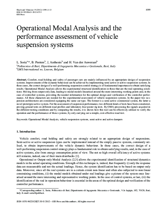 (PDF) Operational Modal Analysis and the Performance Assessment of ...