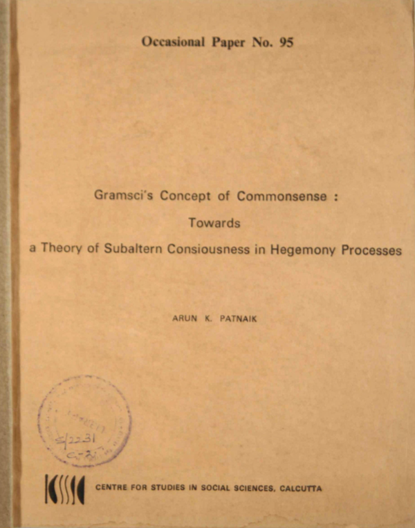 (PDF) Gramsci's Concept of Commonsense: Towards a Theory of Subaltern ...