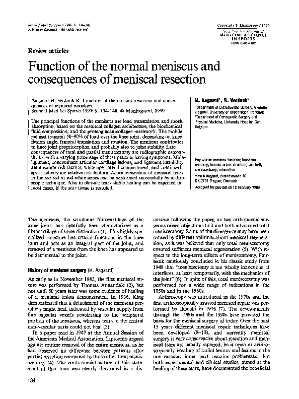 (PDF) Function of the normal meniscus and consequences of meniscal ...