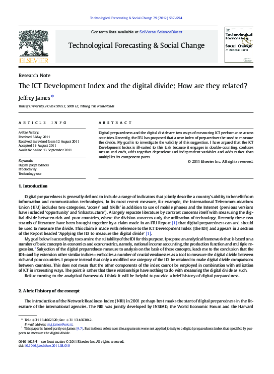 (PDF) The ICT Development Index and the digital divide: How are they ...