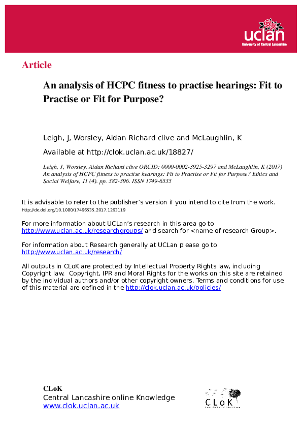 (PDF) An analysis of HCPC fitness to practise hearings: Fit to Practise ...