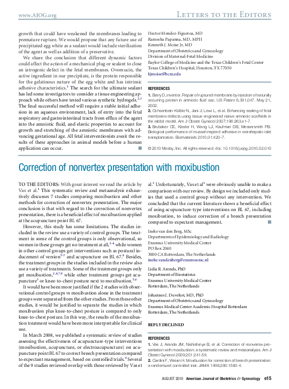 (PDF) Correction of nonvertex presentation with moxibustion: a ...