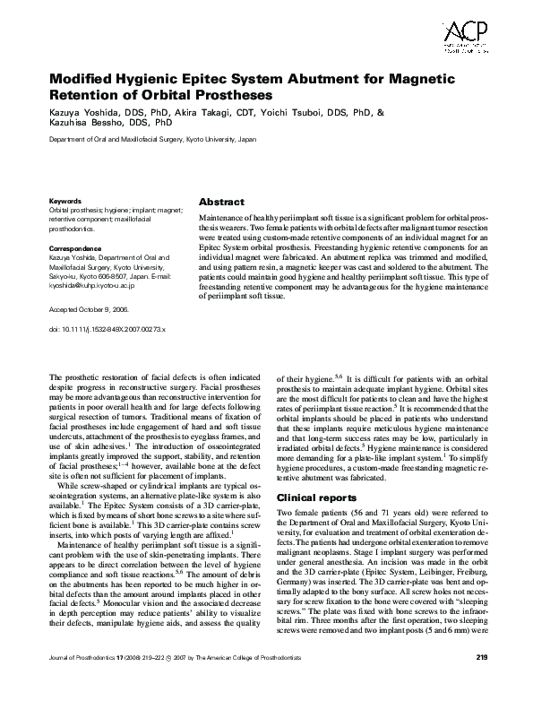 (PDF) Modified Hygienic Epitec System Abutment for Magnetic Retention ...
