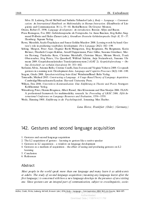 (PDF) Gestures and second language acquisition