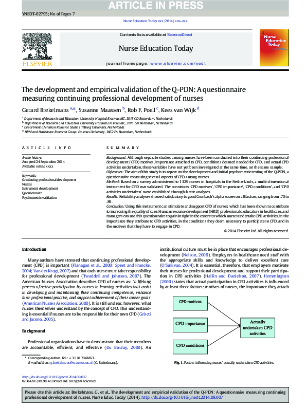 (PDF) The development and empirical validation of the Q-PDN: A ...