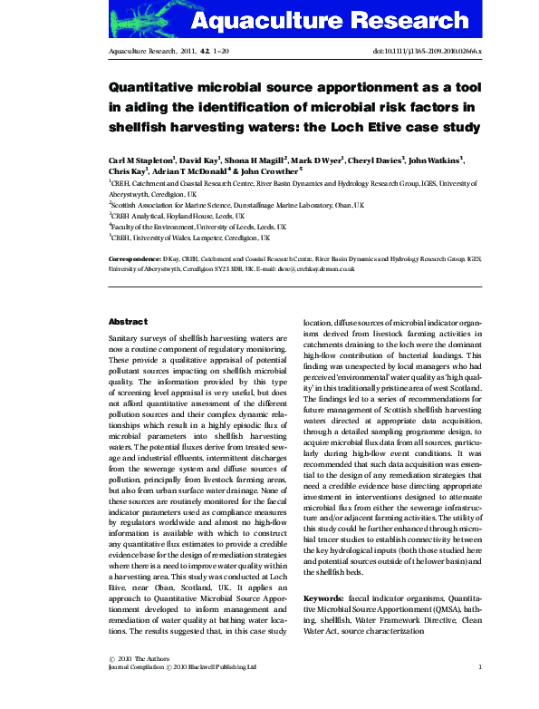 (PDF) Quantitative microbial source apportionment as a tool in aiding ...