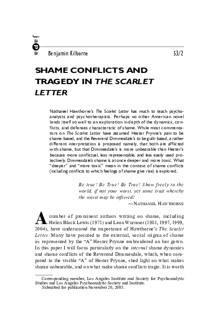 (PDF) Shame Conflicts and Tragedy in the Scarlet Letter