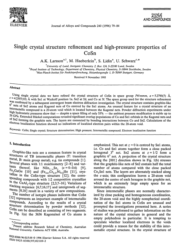 (PDF) Single crystal structure refinement and high-pressure properties ...