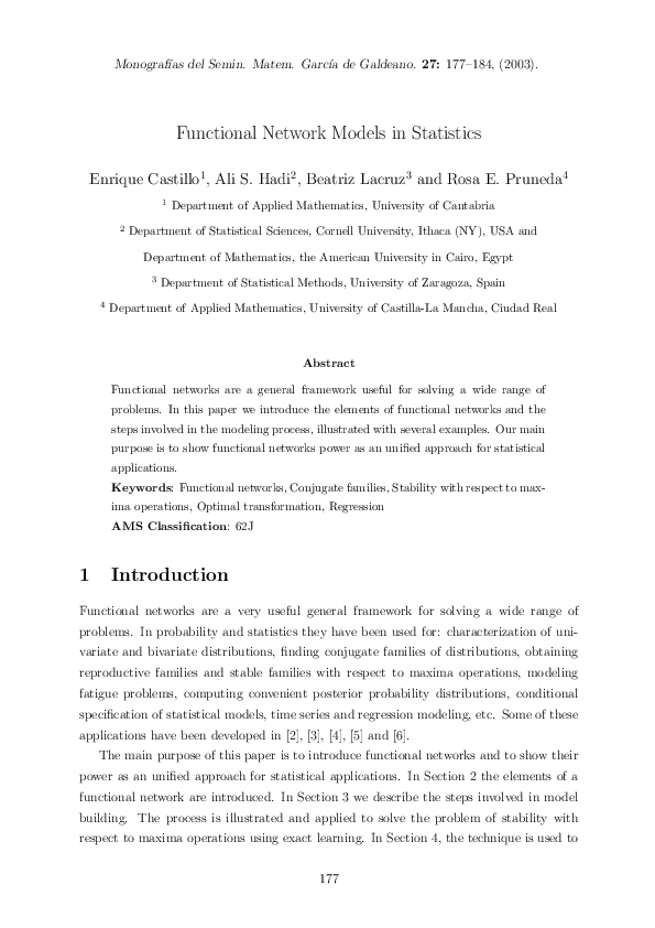 (PDF) Functional network models in statistics