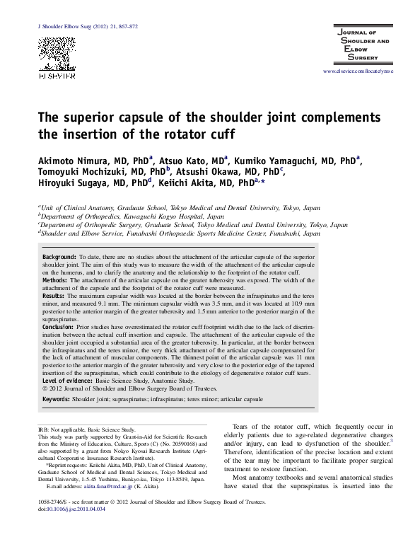 (PDF) The superior capsule of the shoulder joint complements the ...