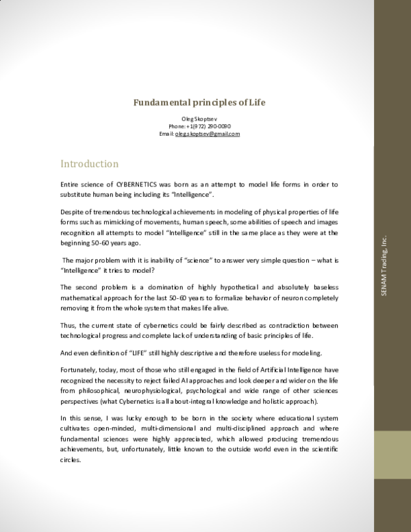 (PDF) Fundamental principles of Life