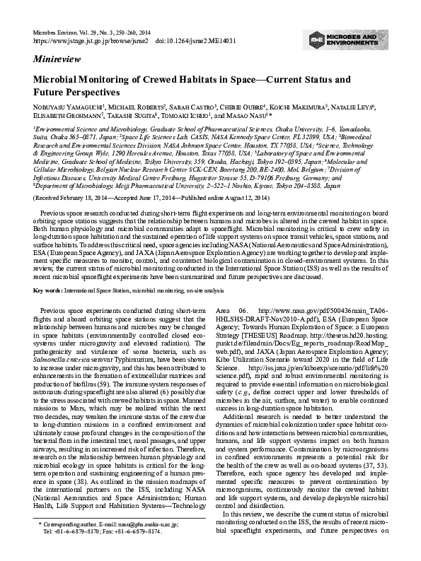 (PDF) Microbial monitoring of crewed habitats in space-current status ...