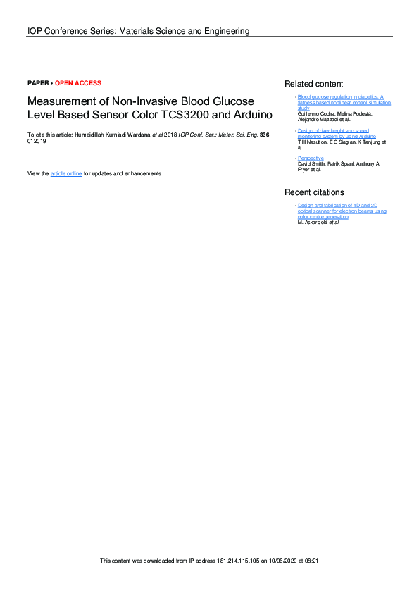 (PDF) Measurement of Non-Invasive Blood Glucose Level Based Sensor ...