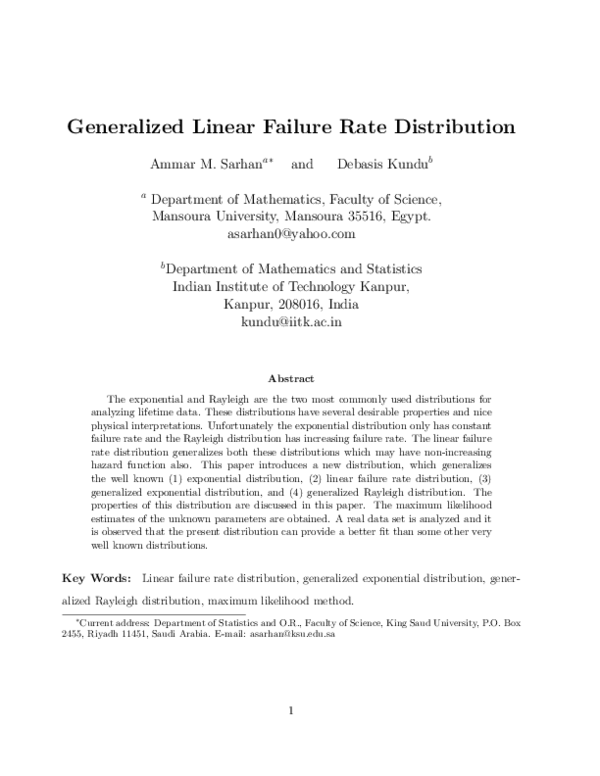 (PDF) Generalized Linear Failure Rate Distribution