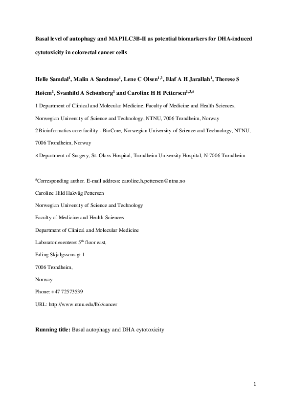 (PDF) Basal level of autophagy and MAP1LC3B-II as potential biomarkers ...