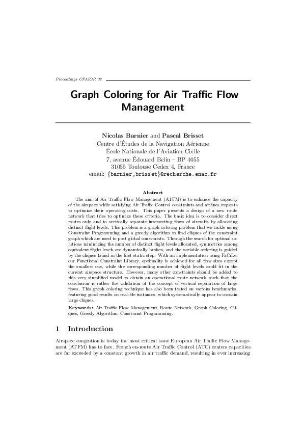 (PDF) Graph Coloring for Air Trac Flow Management