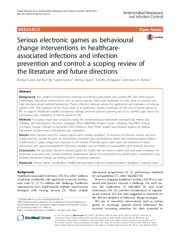 (PDF) Serious electronic games as behavioural change interventions in ...