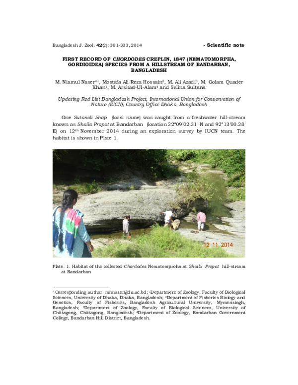 (PDF) First record of Chordodes creplin, 1847 (Nematomorpha, Gordioidea ...