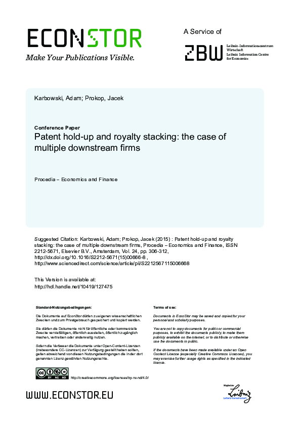 (PDF) Patent Hold-up and Royalty Stacking: The Case of Multiple ...