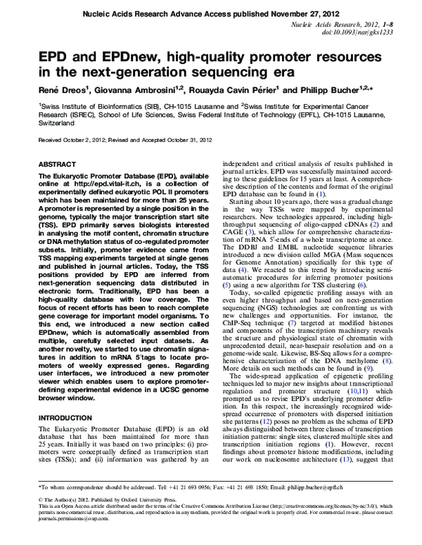 (PDF) EPD and EPDnew, high-quality promoter resources in the next ...