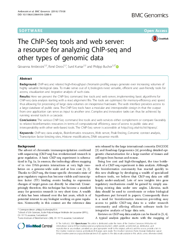 (PDF) The ChIP-Seq tools and web server: a resource for analyzing ChIP ...