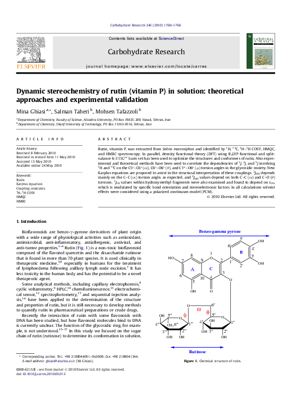 (PDF) Dynamic stereochemistry of rutin (vitamin P) in solution ...