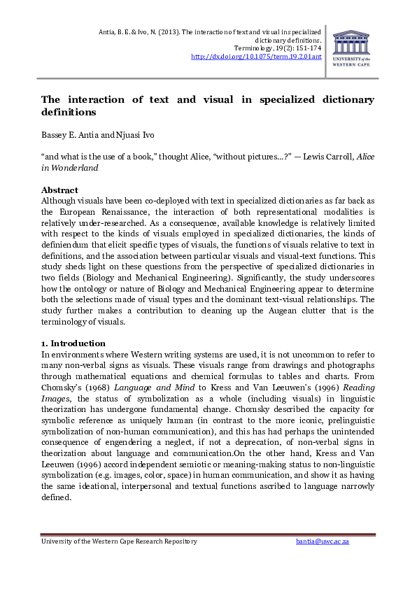 (PDF) The interaction of text and visual in specialized dictionary ...