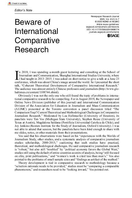(PDF) Beware of International Comparative Research